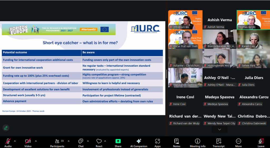 IURC Webinar Explores Horizon Europe Opportunities for Global City and ...